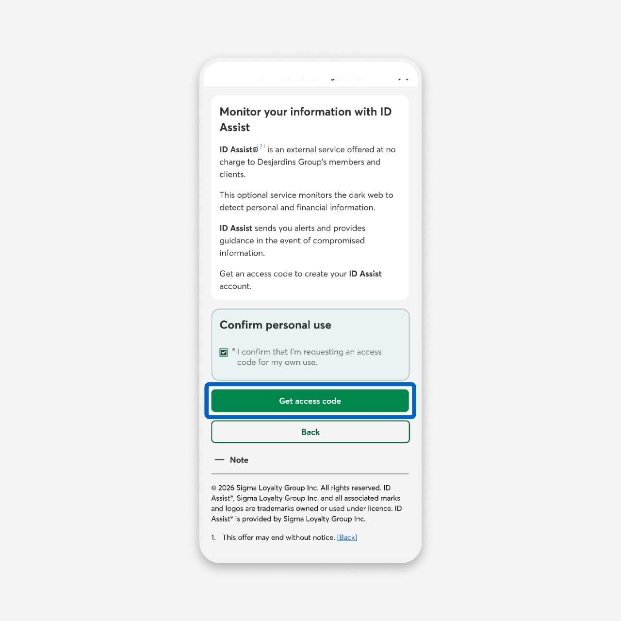 How to Get Your ID Assist Access Code. - Desjardins
